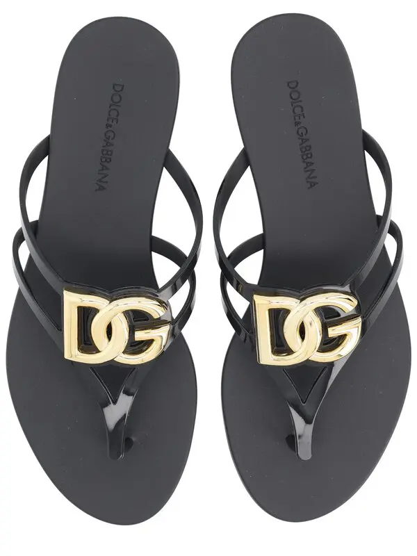 Dolce & Gabbana Logo Slide Sandals - Black