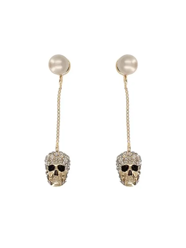 Alexander McQueen Skull Dangle Earrings - Gold