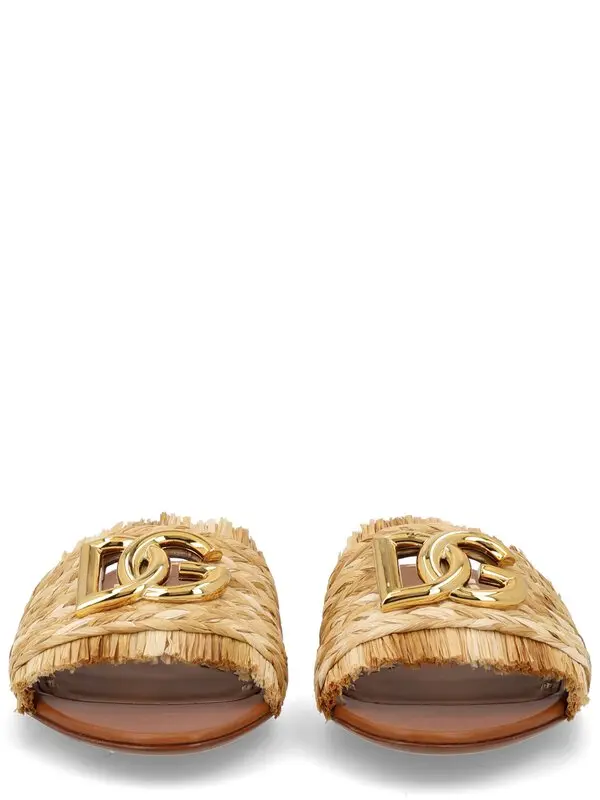 Dolce & Gabbana Slides With Logo - Beige