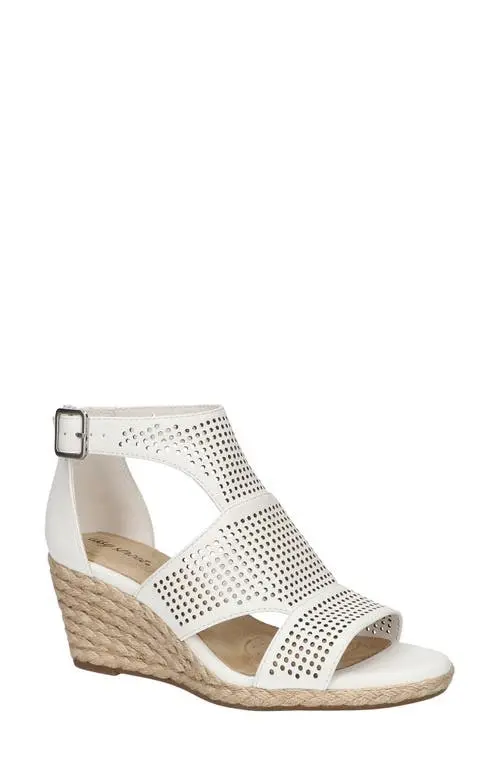 EASY WORKS BY EASY STREET Tova Espadrille Platform Wedge Sandal - White