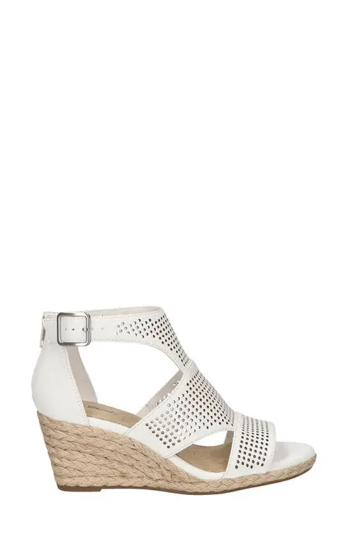 EASY WORKS BY EASY STREET Tova Espadrille Platform Wedge Sandal - White