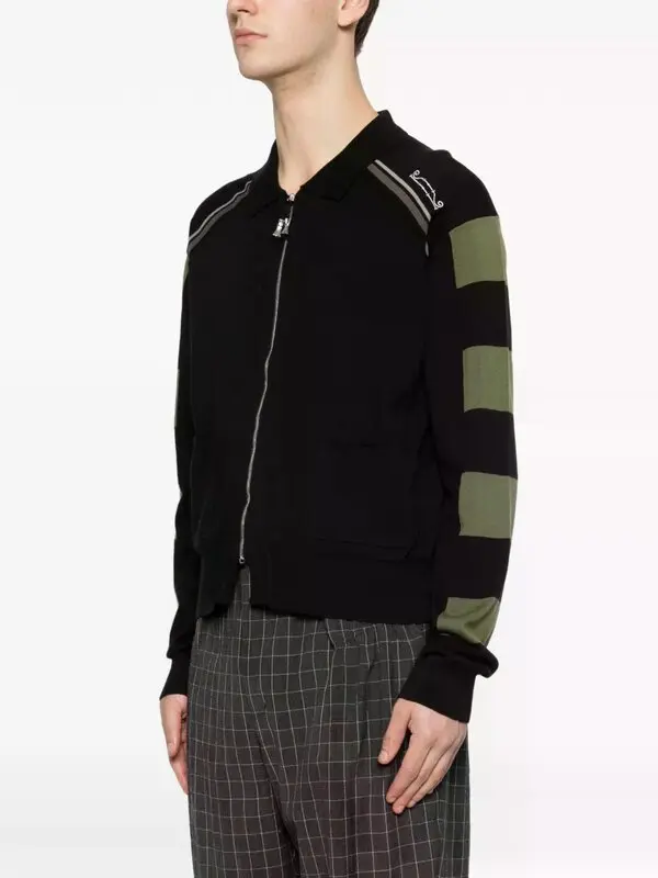 KIKO KOSTADINOV Striped Zip Up Cardigan - Black