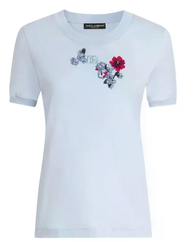 Dolce & Gabbana Floral-appliqué T-shirt - Blue