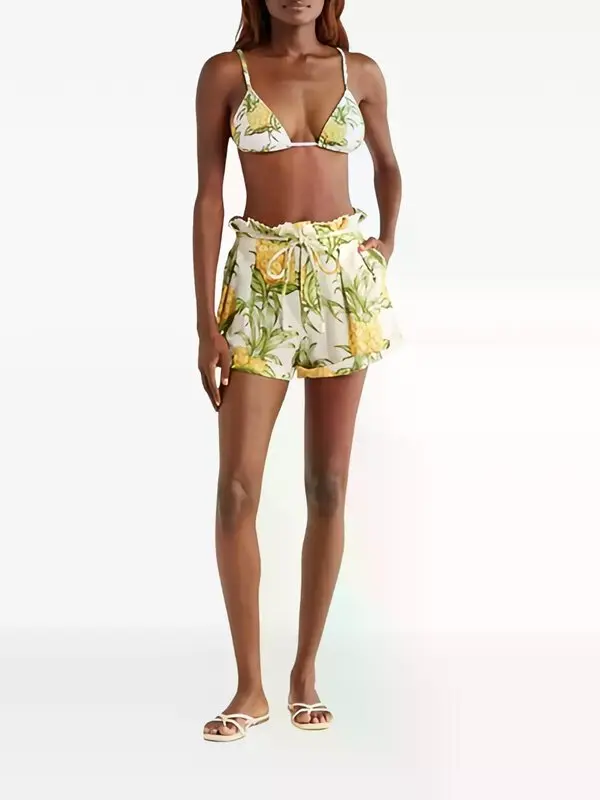 Farm Rio Pineapple-print Ruffled Shorts