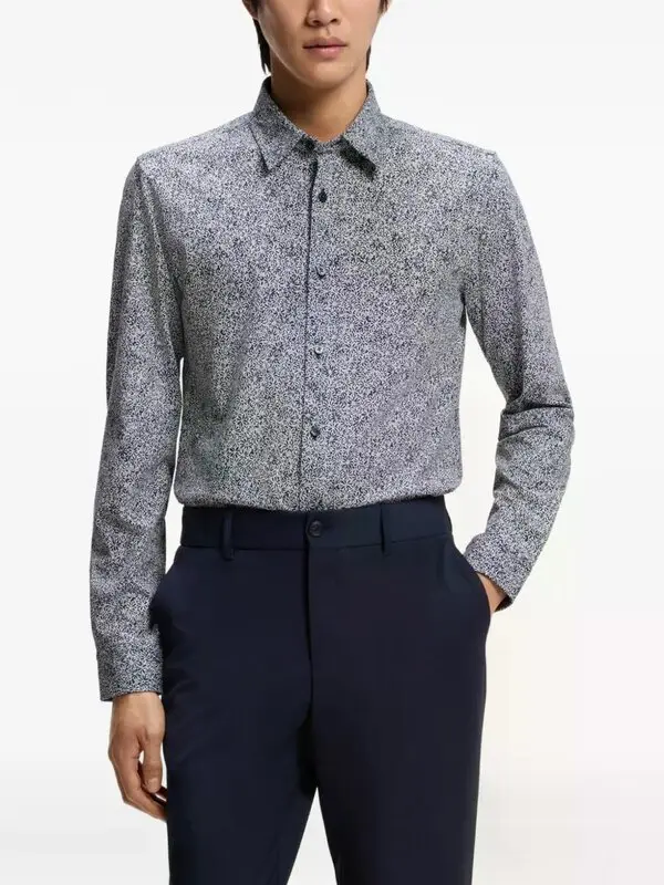 BOSS Printed Slim-fit Shirt In A Cotton Blend