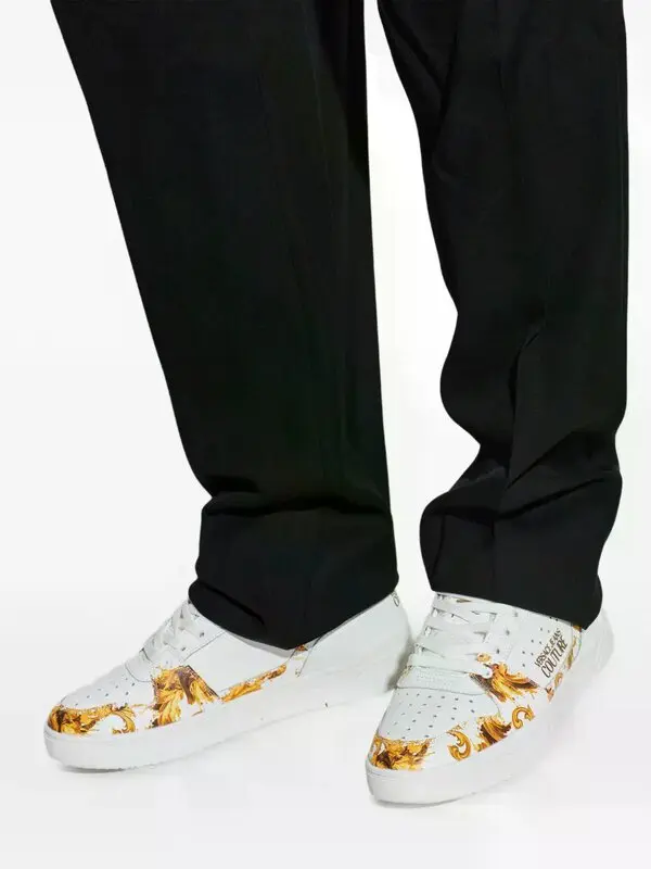 Versace Printed Leather Sneakers