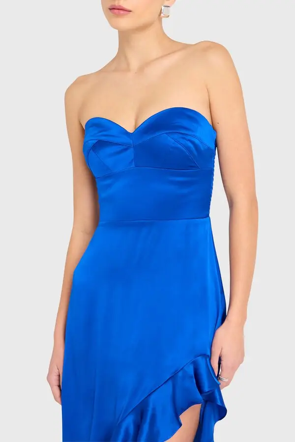 Amanda Uprichard Amalia Strapless Silk Gown
