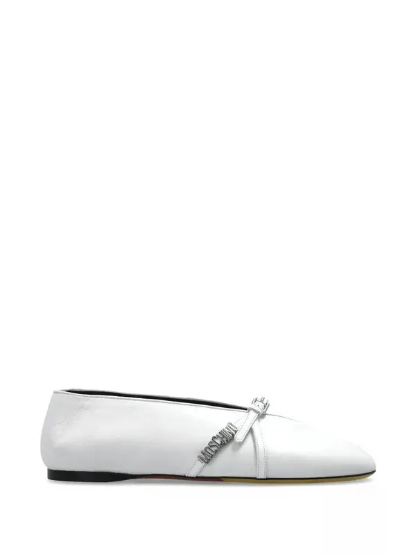 Moschino Leather Ballet Flats With Logo Plaque