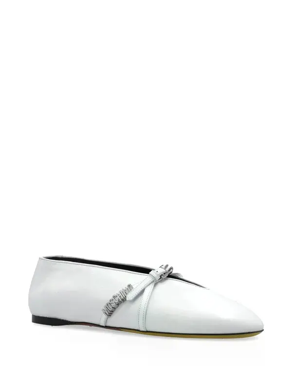 Moschino Leather Ballet Flats With Logo Plaque