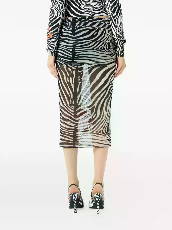 Blumarine Zebra-print Tulle Midi Skirt - Black