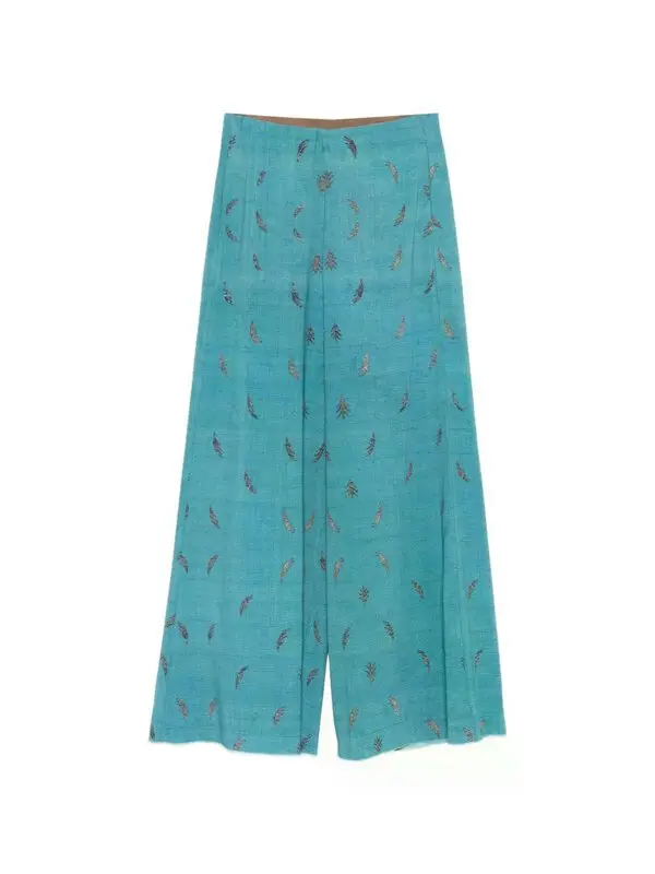 PIERRE-LOUIS MASCIA Printed Wide Leg Trousers - Blue