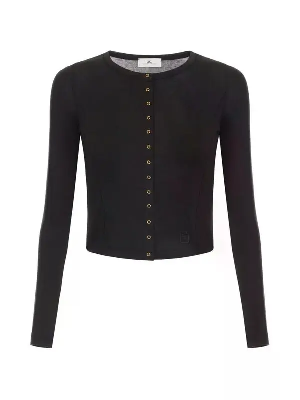 Elisabetta Franchi Embroidered Logo Cardigan - Black
