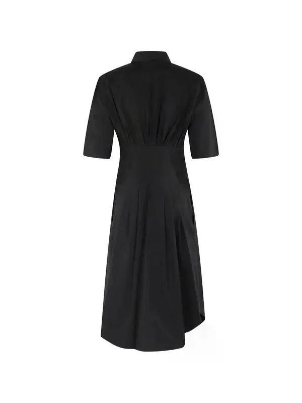 SEMICOUTURE Sandra Midi Pleated Shirt Dress - Black