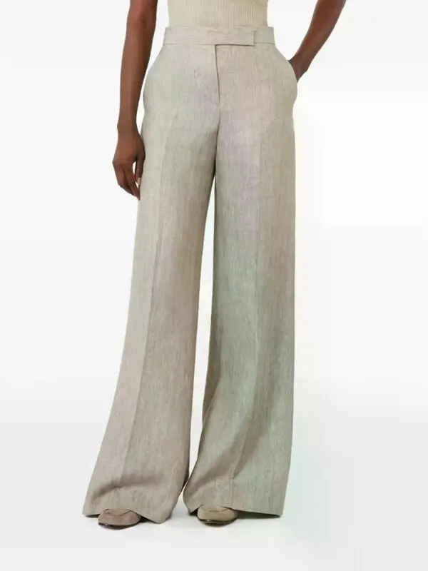 Max Mara Herringbone Linen Twill Trousers