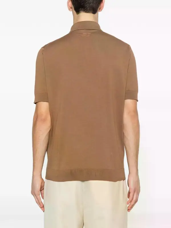 LARDINI Knitted Polo Shirt - Brown