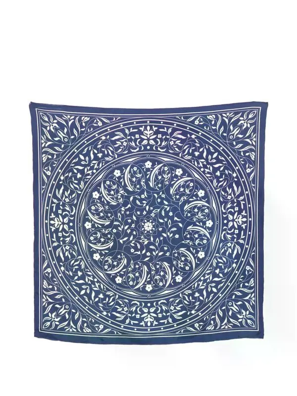 N.peal Floral Silk Scarf - Blue