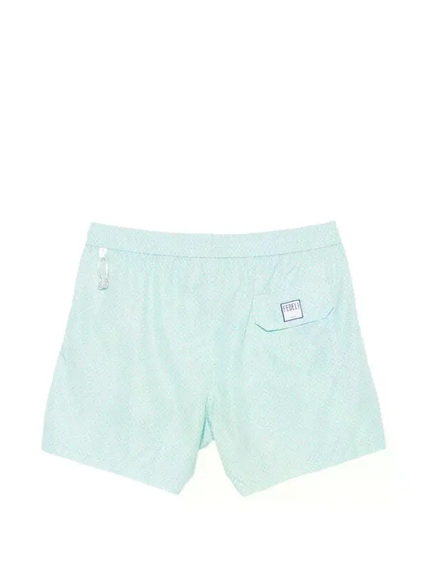 Fedeli Patterned Swim Shorts - Blue