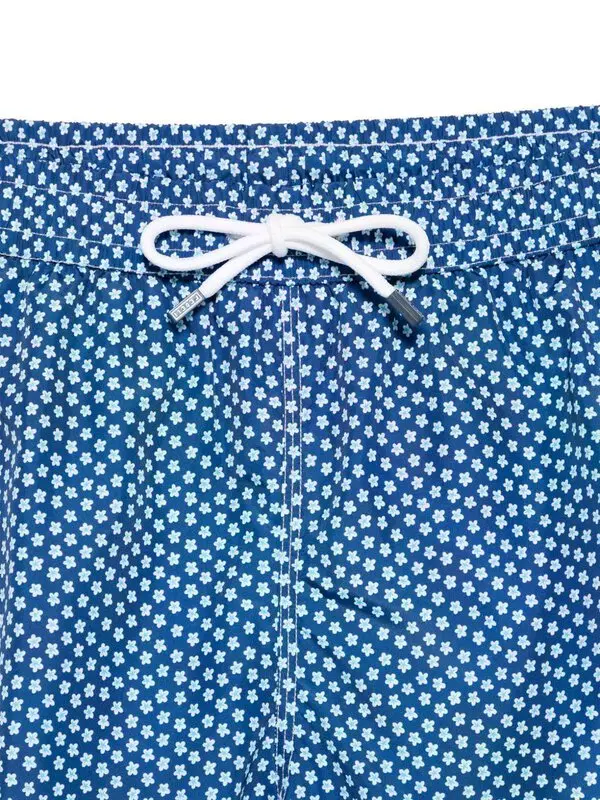 Fedeli Floral Print Swim Shorts - Blue