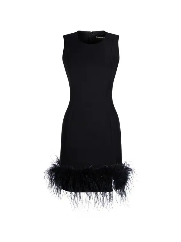 IMROSKA Feather-trim Mini Dress