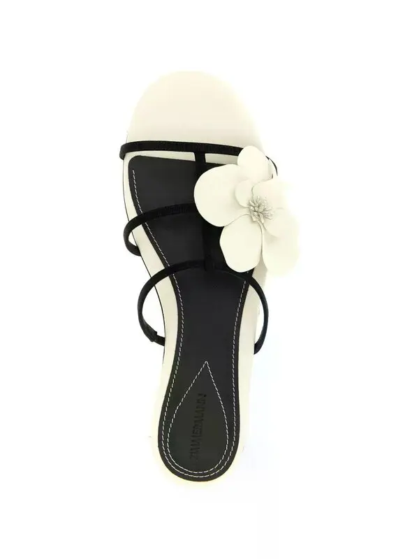 Zimmermann Grosgrain Flower Leather Slides - White