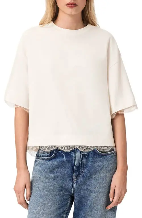 ALLSAINTS Nia Lace Trim T-shirt - Arctic White