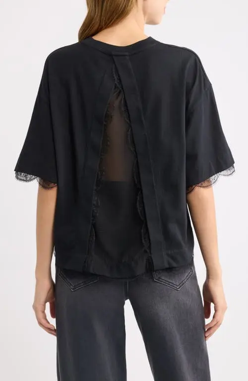 ALLSAINTS Nia Lace Trim T-shirt - Black