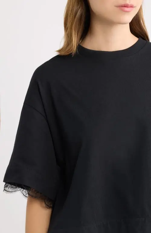 ALLSAINTS Nia Lace Trim T-shirt - Black