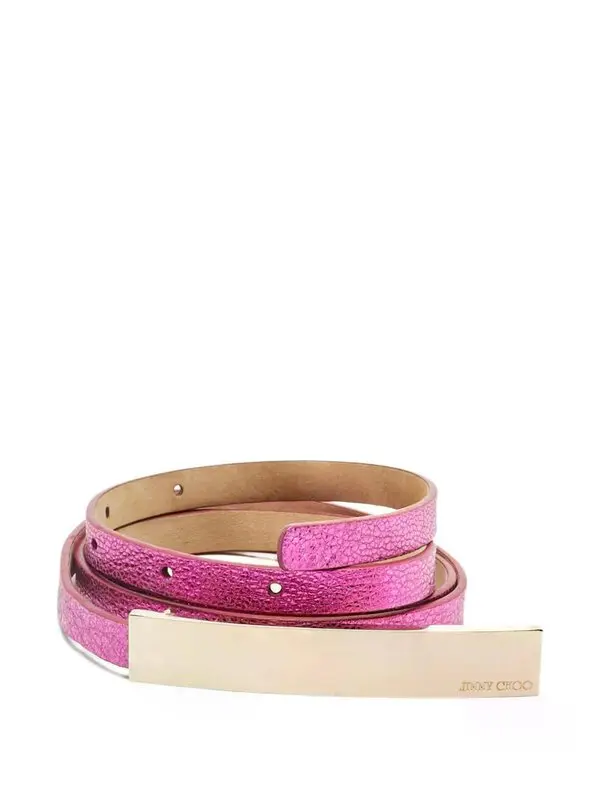 JIMMY CHOO Logo-engraved Buckle Belt - Pink