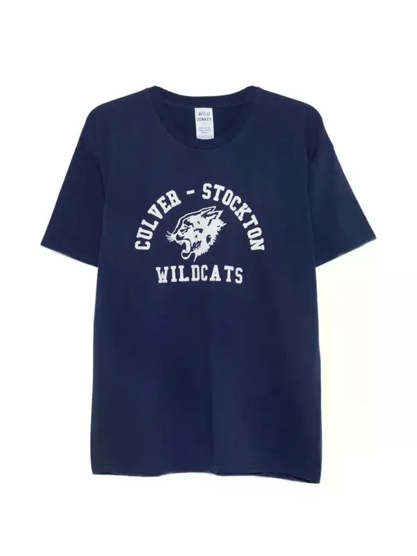WILD DONKEY Animal-print Crew-neck T-shirt - Blue