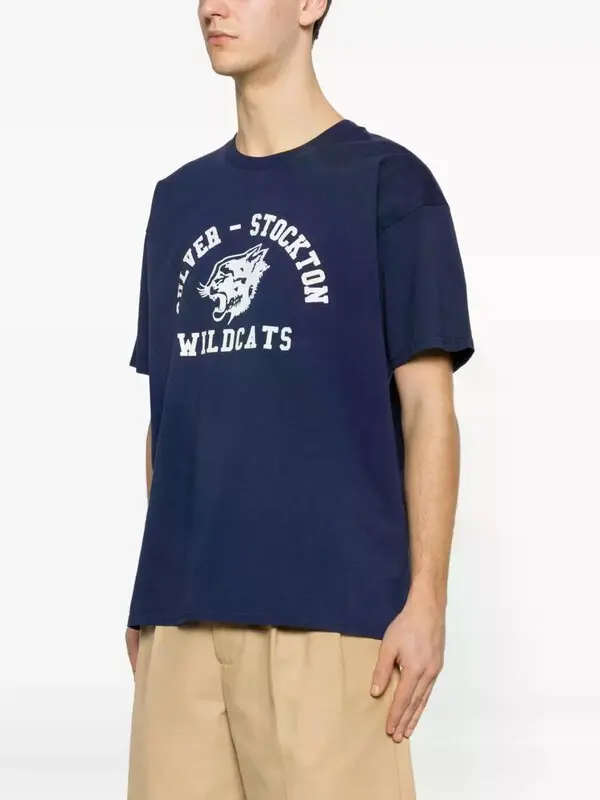 WILD DONKEY Animal-print Crew-neck T-shirt - Blue