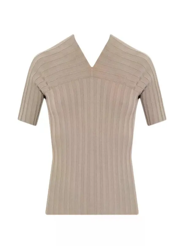 Issey Miyake Ribbed Knit V-neck Top