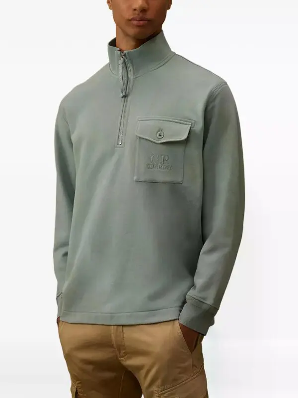 C.P. COMPANY Zip-fastening Chest-pocket Sweatshirt - Green