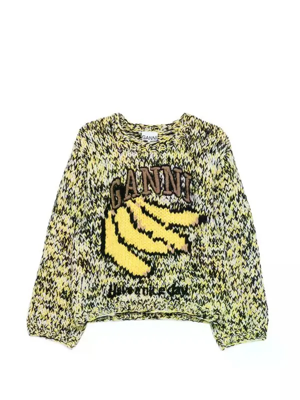 GANNI Banana Intarsia Knit Jumper - Yellow