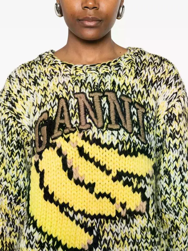 GANNI Banana Intarsia Knit Jumper - Yellow