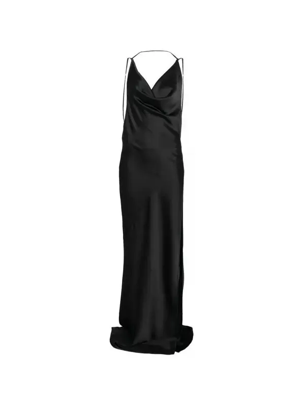 Andamane Vera Draped Cowl-neck Maxi Dress - Black
