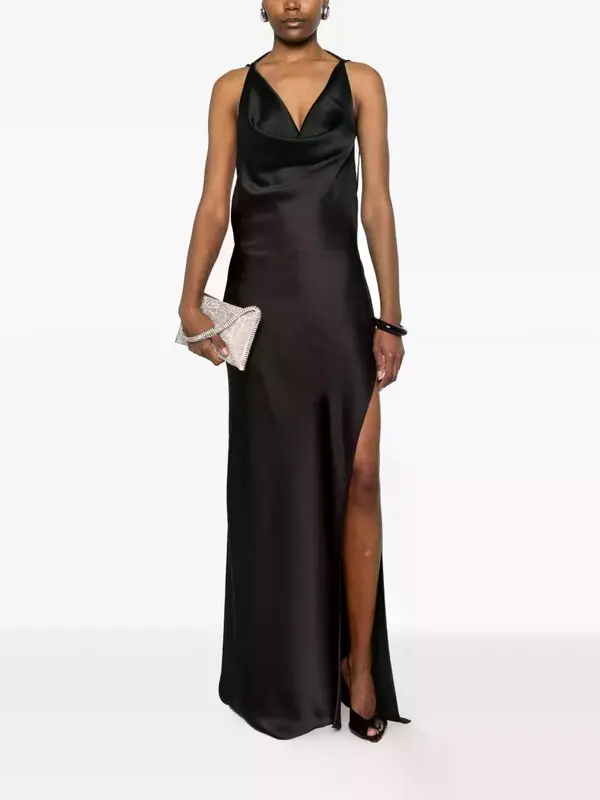 Andamane Vera Draped Cowl-neck Maxi Dress - Black