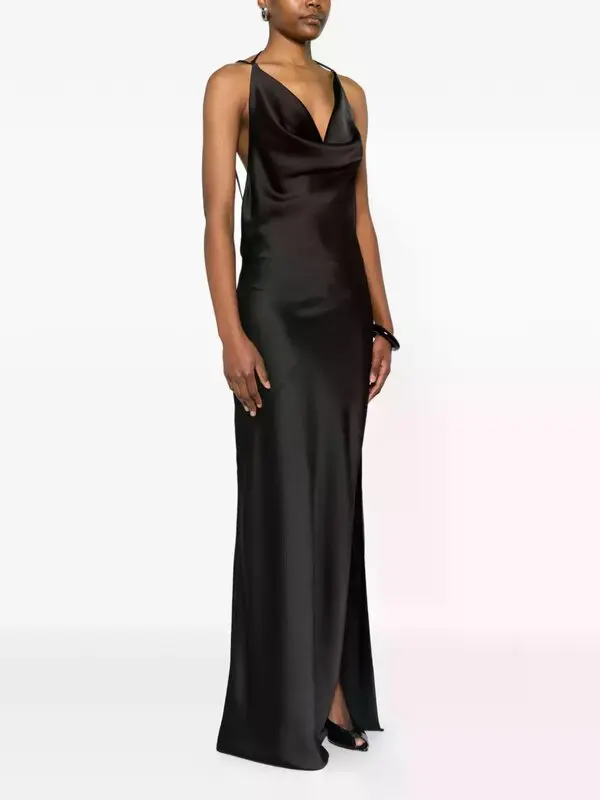 Andamane Vera Draped Cowl-neck Maxi Dress - Black