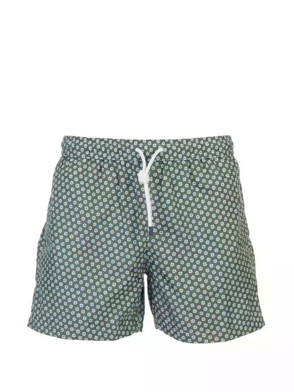 Fedeli Floral Print Swim Shorts - Green