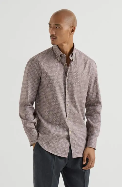 Brunello Cucinelli Printed Twill Shirt - Brown
