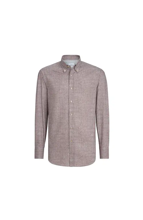 Brunello Cucinelli Printed Twill Shirt - Brown