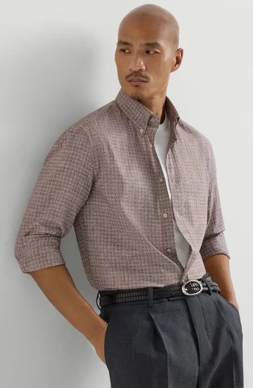 Brunello Cucinelli Printed Twill Shirt - Brown