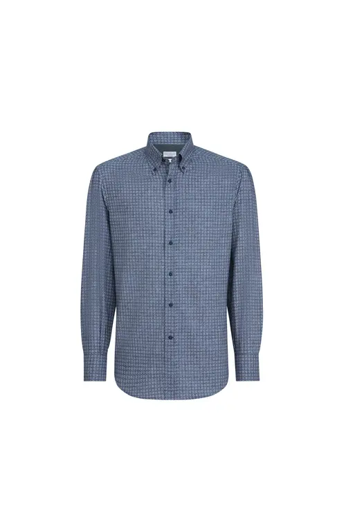 Brunello Cucinelli Printed Twill Shirt - Denim