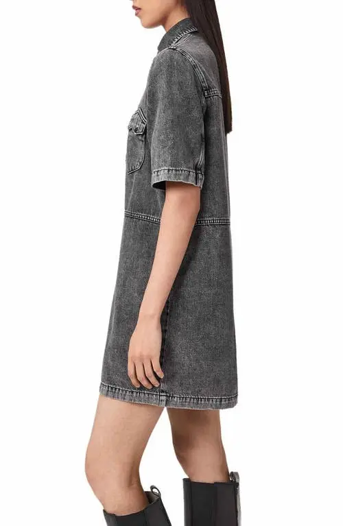 ALLSAINTS Rock Short Sleeve Denim Shirt Dress - Washed Grey