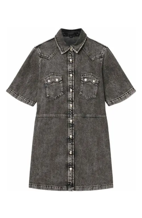ALLSAINTS Rock Short Sleeve Denim Shirt Dress - Washed Grey