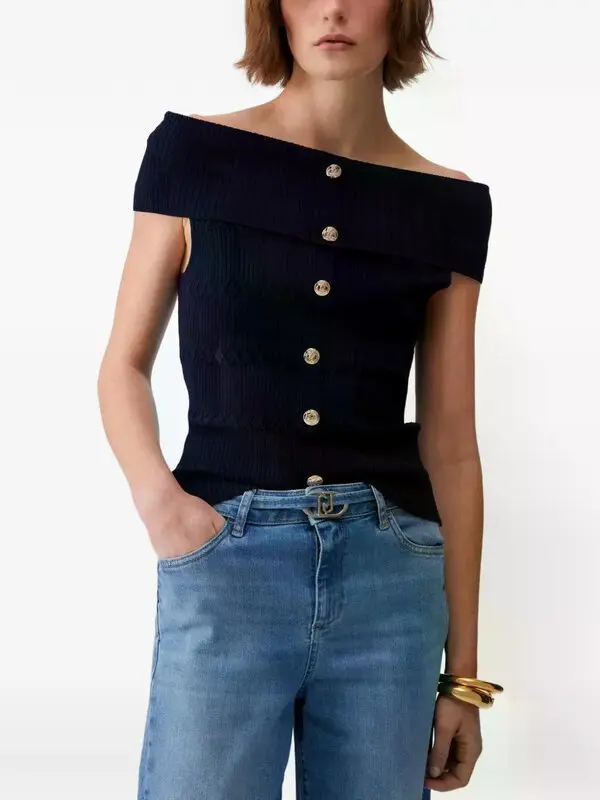 Liu Jo Buttoned Bardot Neck Top