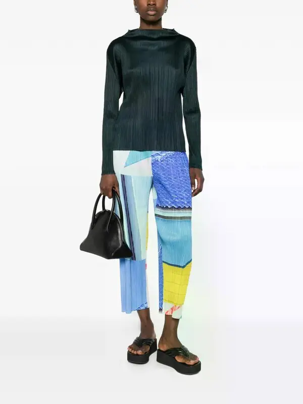 Issey Miyake Pleated Geometric Trousers - Blue