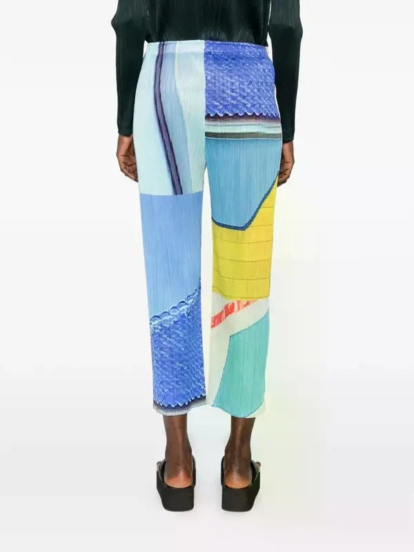Issey Miyake Pleated Geometric Trousers - Blue