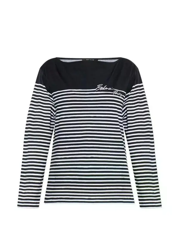 Balmain Striped Long-sleeved Top