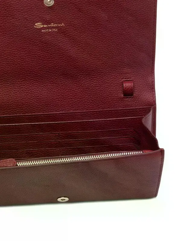 Santoni Chain Leather Wallet - Red