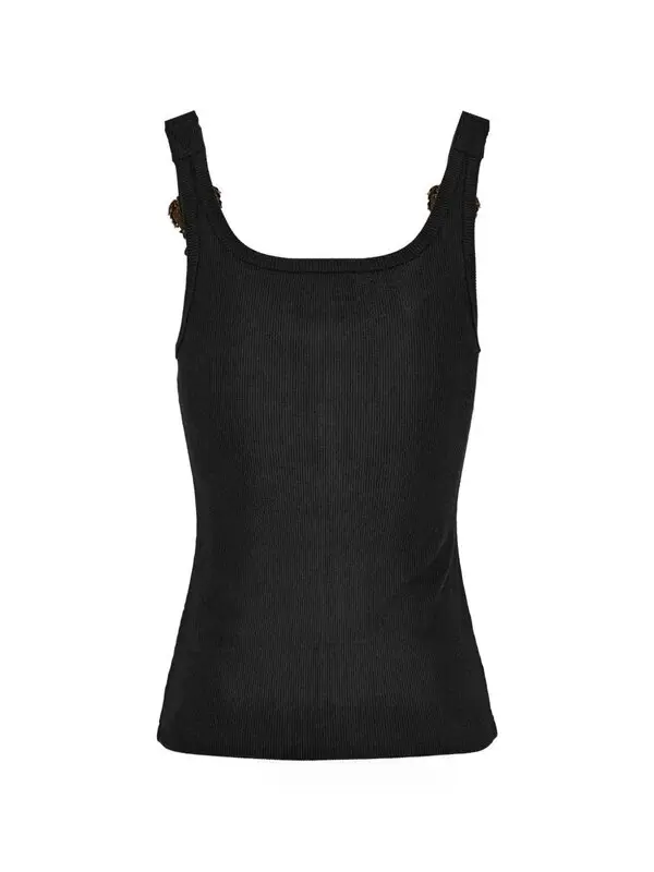 Versace Ribbed Knit Buckle Tank Top - Black